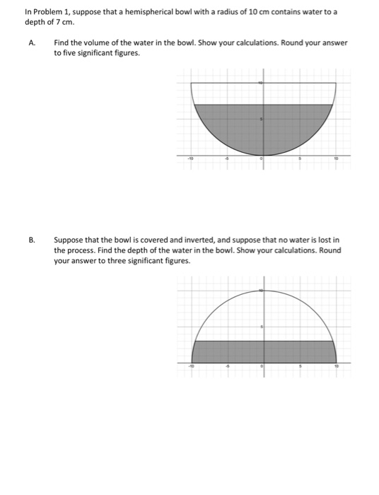 Solved in Problem 1, suppose that a hemispherical bowl with | Chegg.com