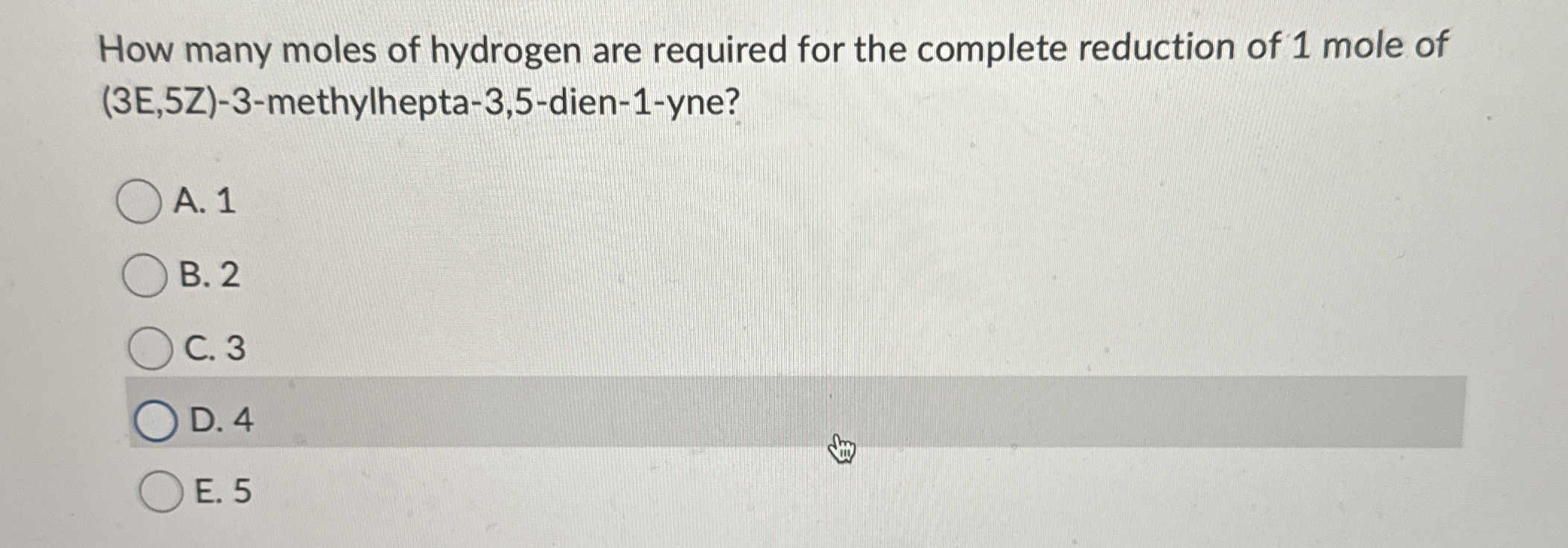Solved How many moles of hydrogen are required for the | Chegg.com