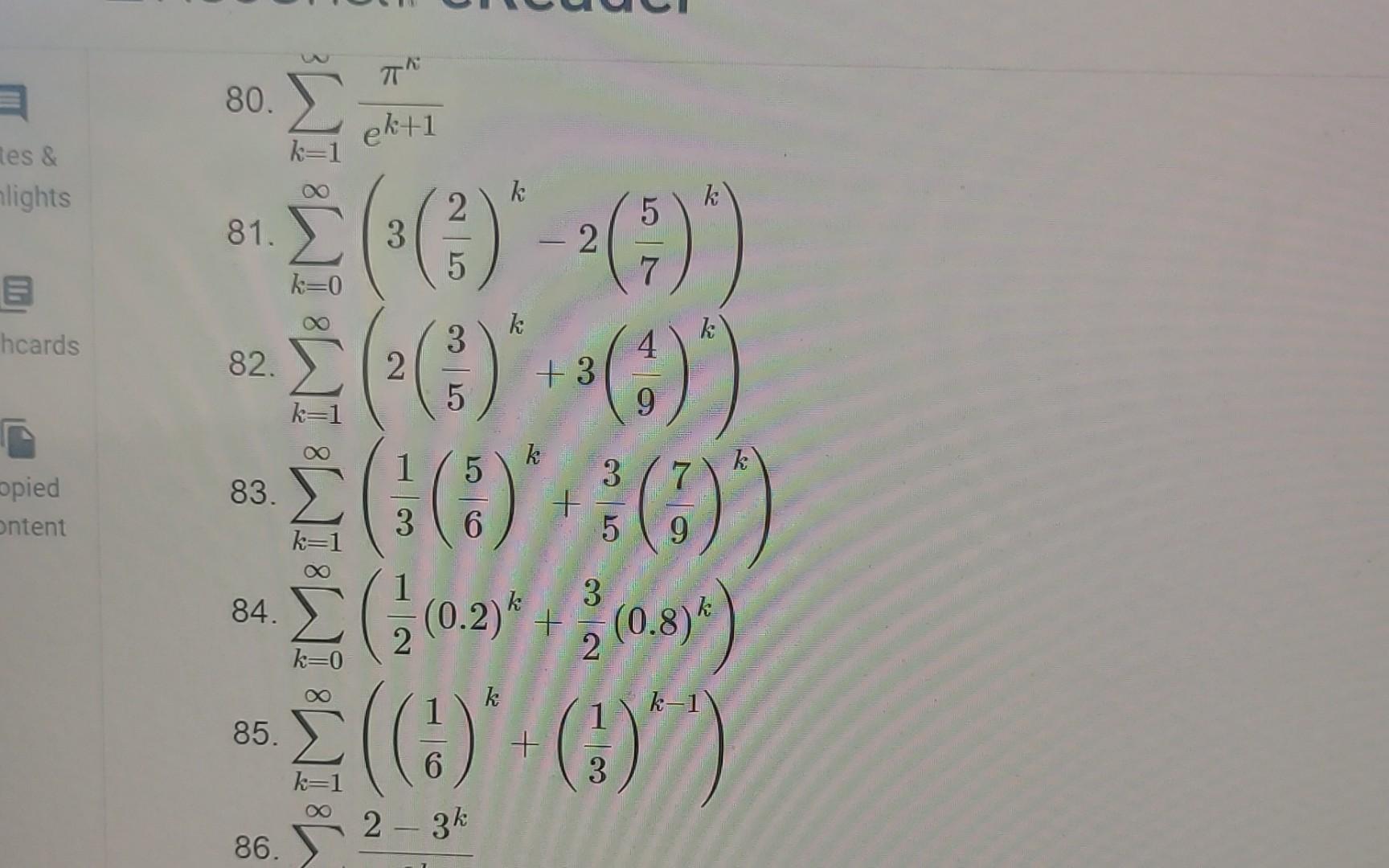 Solved 72-86. Evaluating series Evaluate each series or | Chegg.com