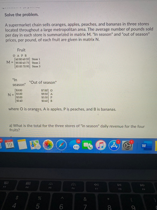 Solved -- Solve the problem. A supermarket chain sells | Chegg.com