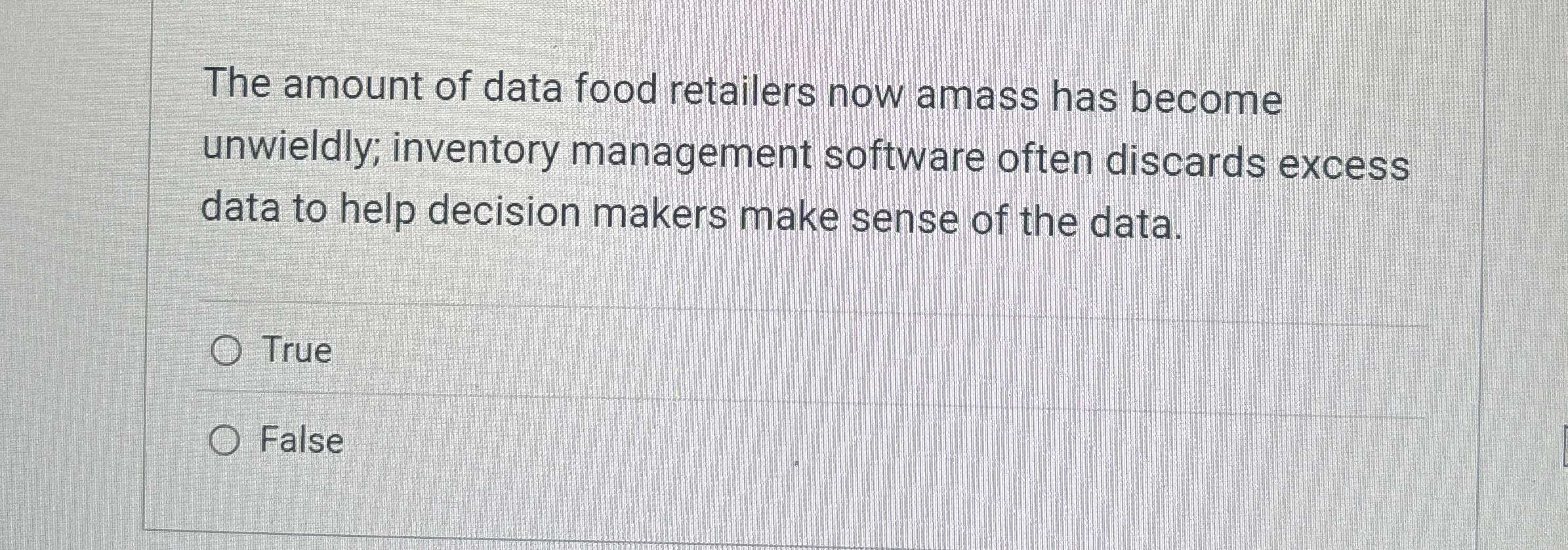 Solved The amount of data food retailers now amass has | Chegg.com