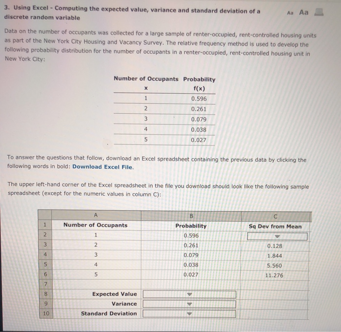 Solved Compute Expected Value Variance And Standard 