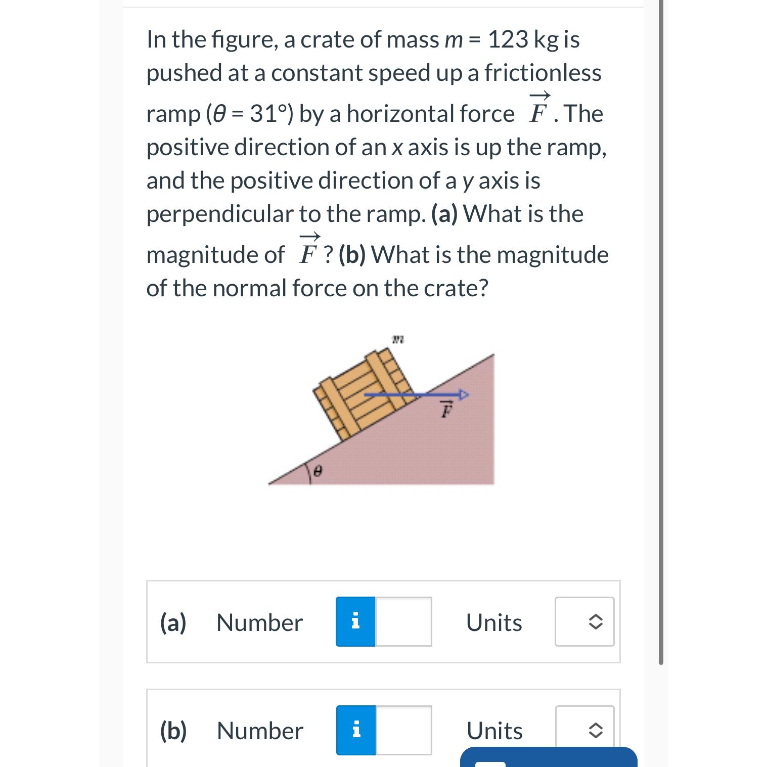 Solved In the figure, a crate of mass m=123kg ﻿is pushed at | Chegg.com