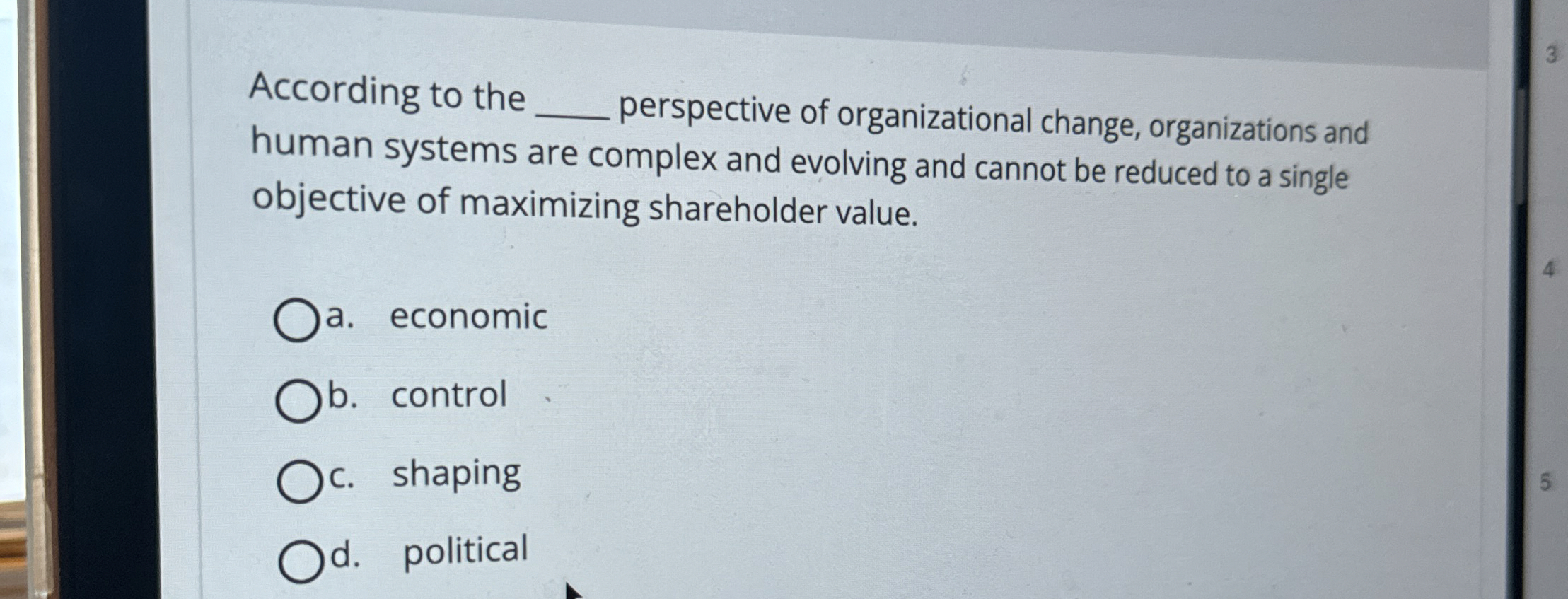 Solved According to theperspective of organizational change, | Chegg.com