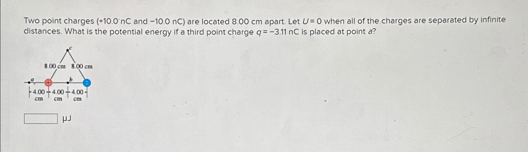 Solved Two point charges and -10.0nC ) ﻿are located 8.00cm | Chegg.com
