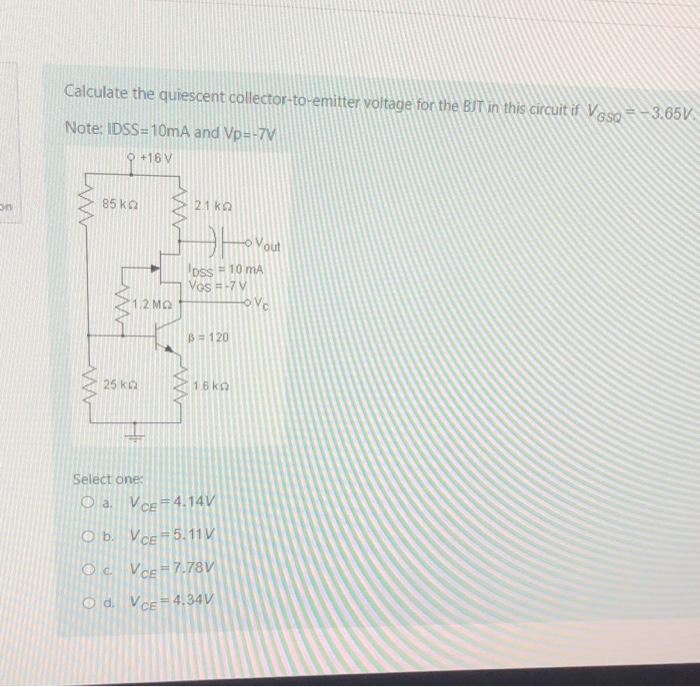 Solved Calculate the quiescent collector-to-emitter voltage | Chegg.com