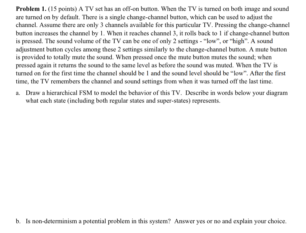 Solved Problem 1. (15 ﻿points) ﻿A TV set has an off-on | Chegg.com