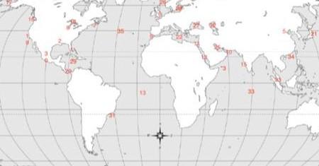 Provide the location of the red points on the map | Chegg.com