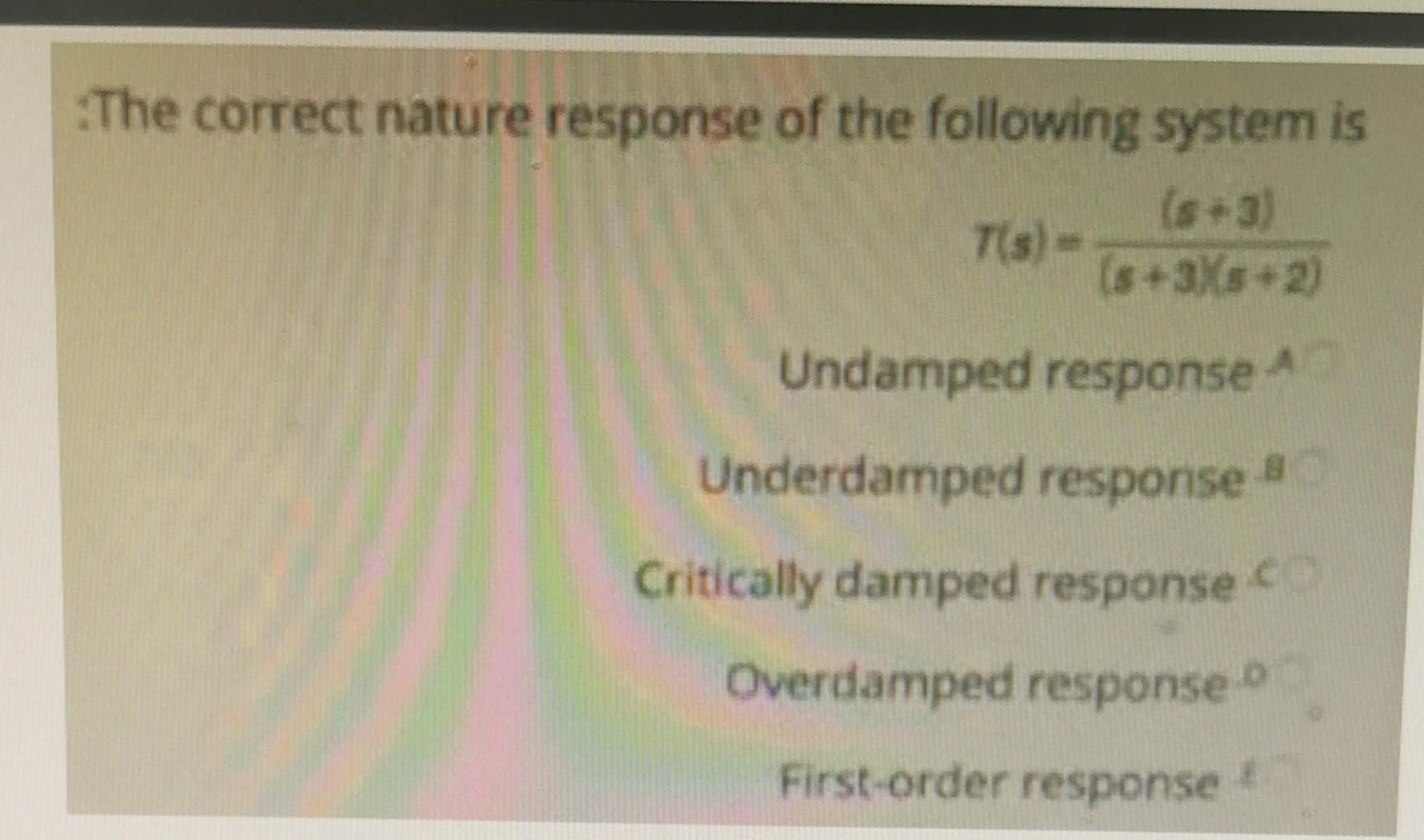 Solved The correct nature response of the following system | Chegg.com