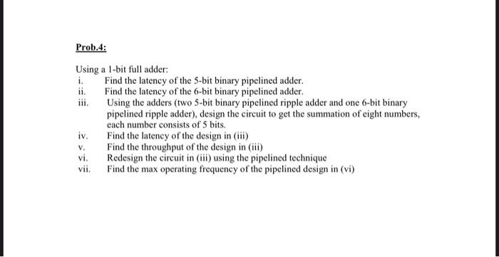 Solved Using a 1-bit full adder: i. Find the latency of the | Chegg.com
