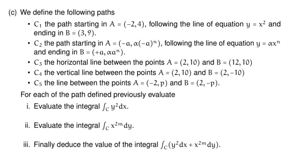 Solved We define the following paths - C1 the path starting | Chegg.com