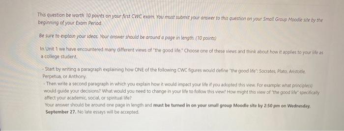 This question be worth 10 points on your first CWC | Chegg.com