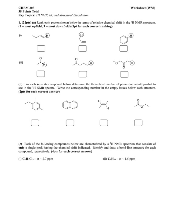 Solved CHEM 205 Worksheet (W58) 38 Points Total Key Topics: | Chegg.com