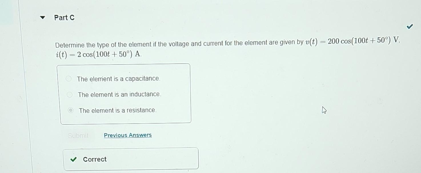 Solved A certain circuit element is known to be a | Chegg.com