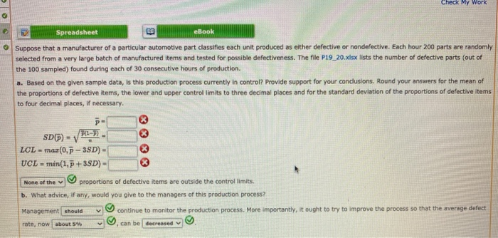 Solved Check My Work Spreadsheet CO eBook Suppose that a | Chegg.com