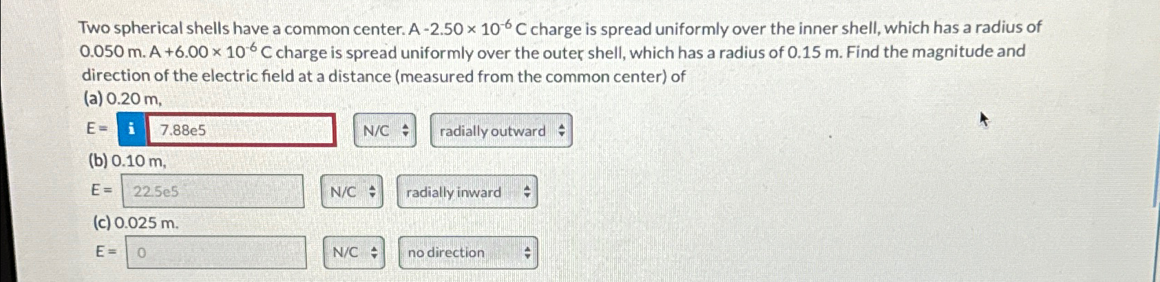 Solved Two spherical shells have a common center. A | Chegg.com