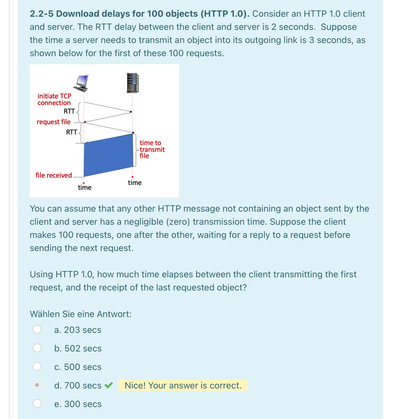 Solved 2.2-5 ﻿Download delays for 100 ﻿objects (HTTP 1.0). | Chegg.com