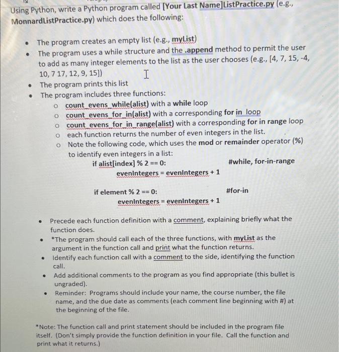 Solved Using Python, write a Python program called [Your | Chegg.com