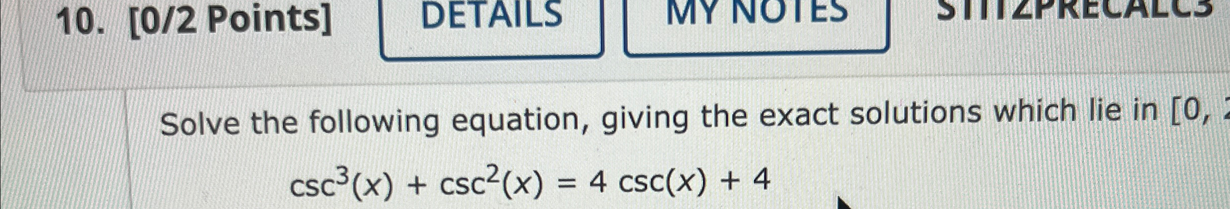 Solved [0/2 ﻿Points]DETAILSMYNOIESSolve the following | Chegg.com
