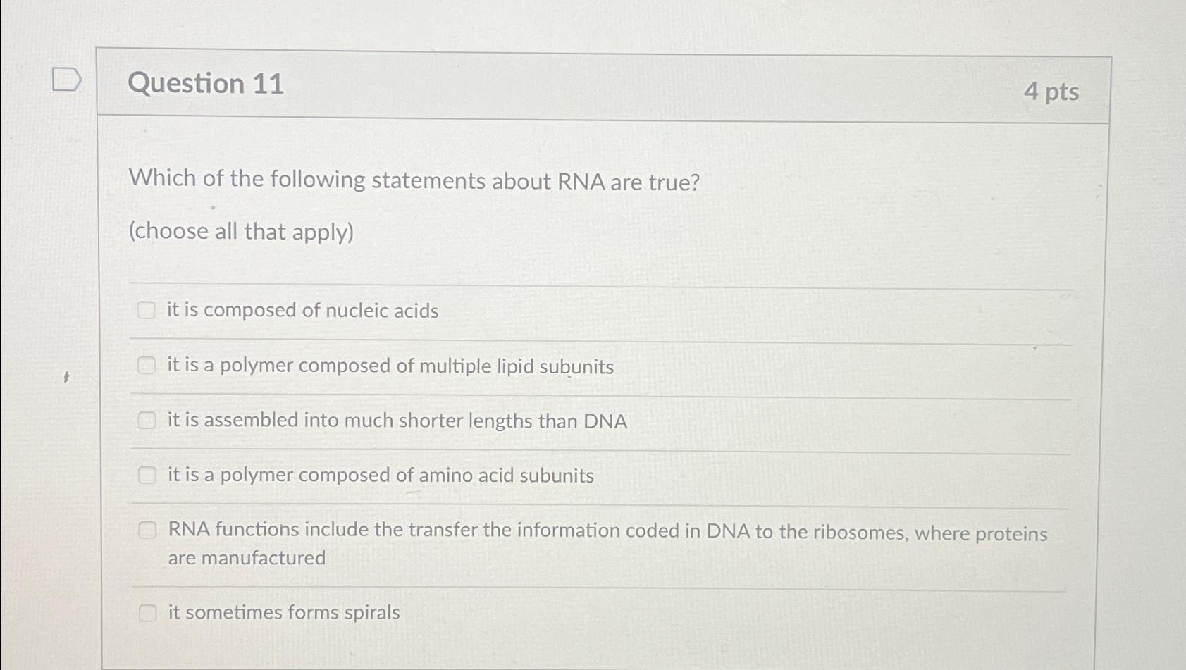 Solved Question 114 ﻿ptsWhich of the following statements | Chegg.com