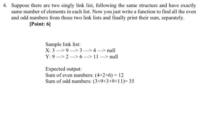 Solved 4. Suppose there are two singly link list, following | Chegg.com