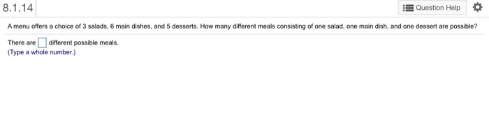 Solved 8.1.14 Question Help o A menu offers a choice of 3 | Chegg.com