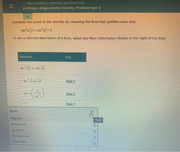 Solved Complete the proof of the identity by choosing the | Chegg.com