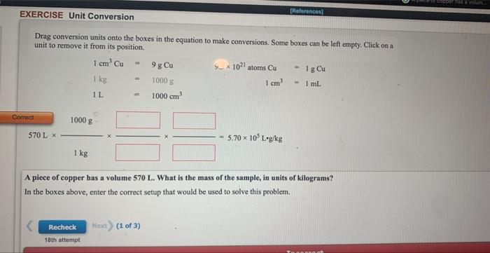 Solved CITY EXERCISE Unit Conversion (References Drag | Chegg.com