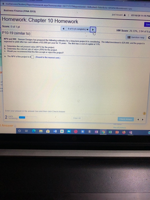 Solved mathal.com/Student/PlayerHomework | Chegg.com