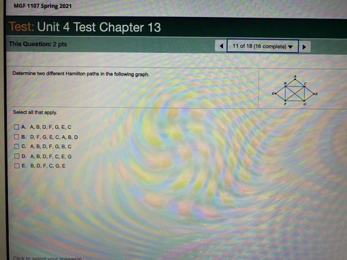 Solved MGF 1107 Spring 2021 Test: Unit 4 Test Chapter 13 | Chegg.com