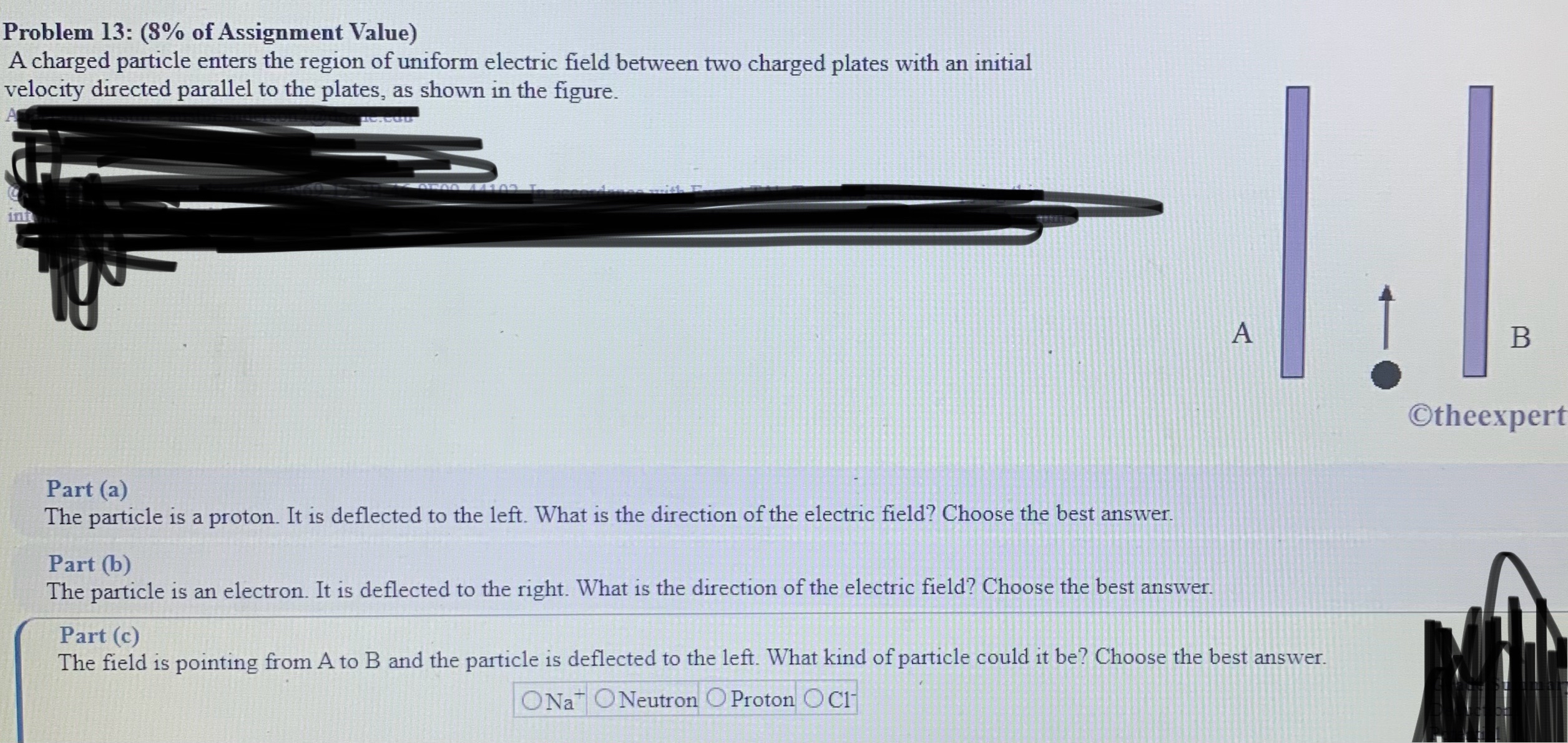 Solved Problem 13: ( 8% ﻿of Assignment Value)A charged | Chegg.com