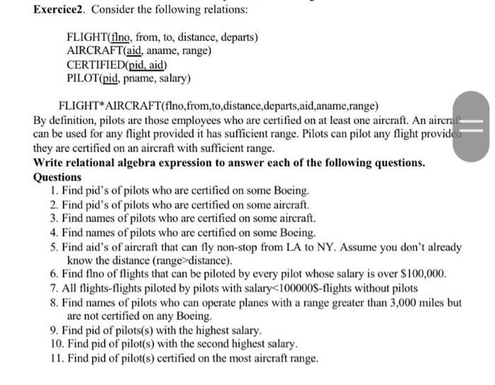 Solved FLIGHT(flno, from, to, distance, departs) | Chegg.com