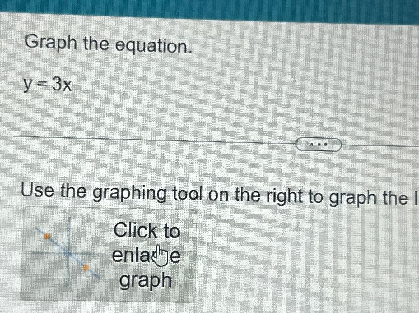 Solved Graph the equation.y=3xUse the graphing tool on the | Chegg.com