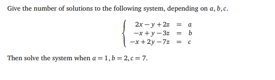 Solved Give the number of solutions to the following system, | Chegg.com
