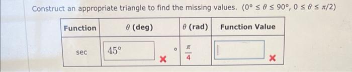 Solved Construct an appropriate triangle to find the missing | Chegg.com