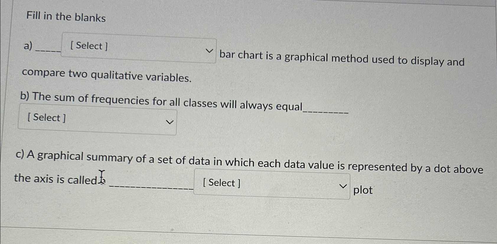 Solved Fill in the blanksa) ﻿bar chart is a graphical | Chegg.com