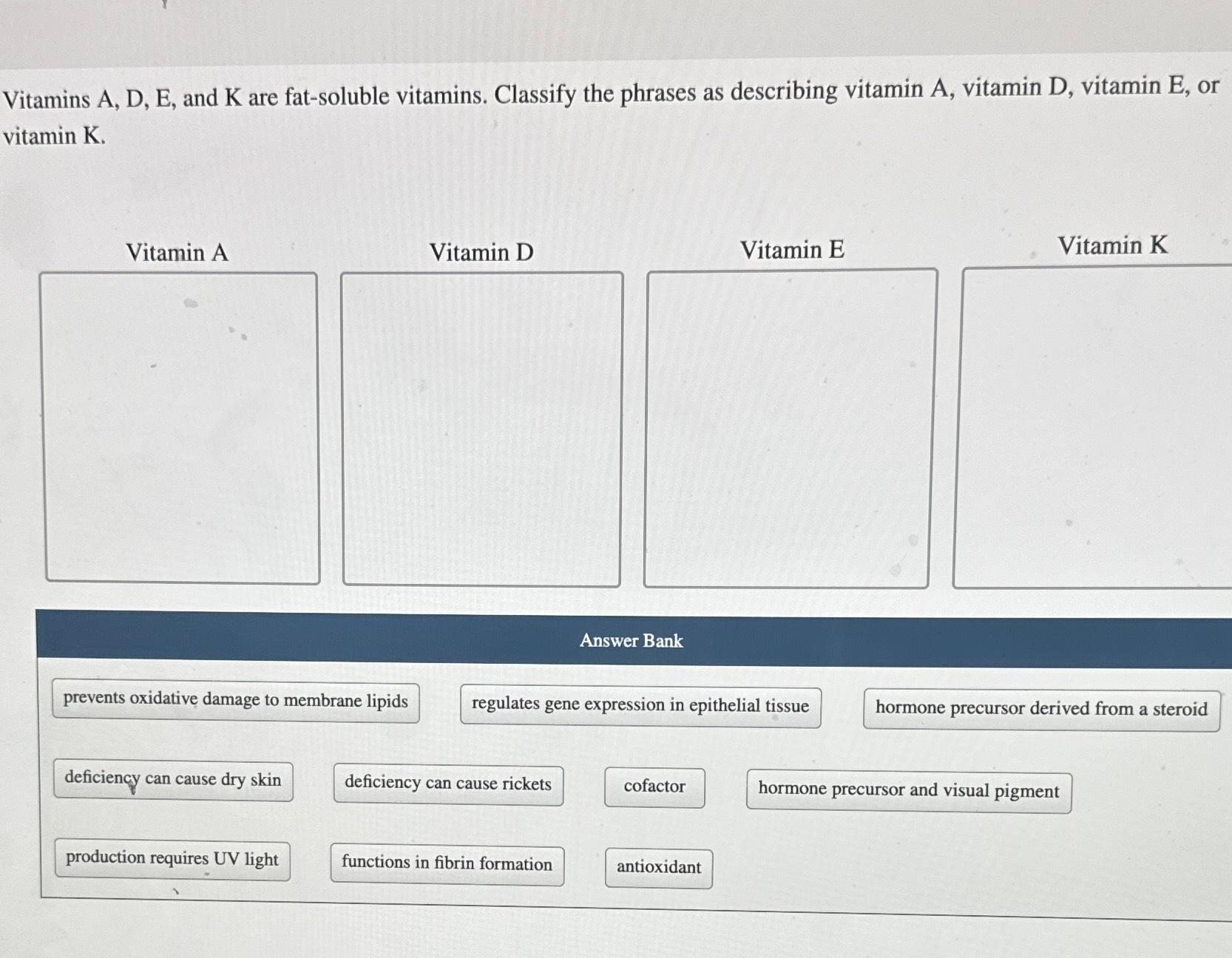 Solved Vitamins A, ﻿D, ﻿E, ﻿and K ﻿are fat-soluble vitamins. | Chegg.com