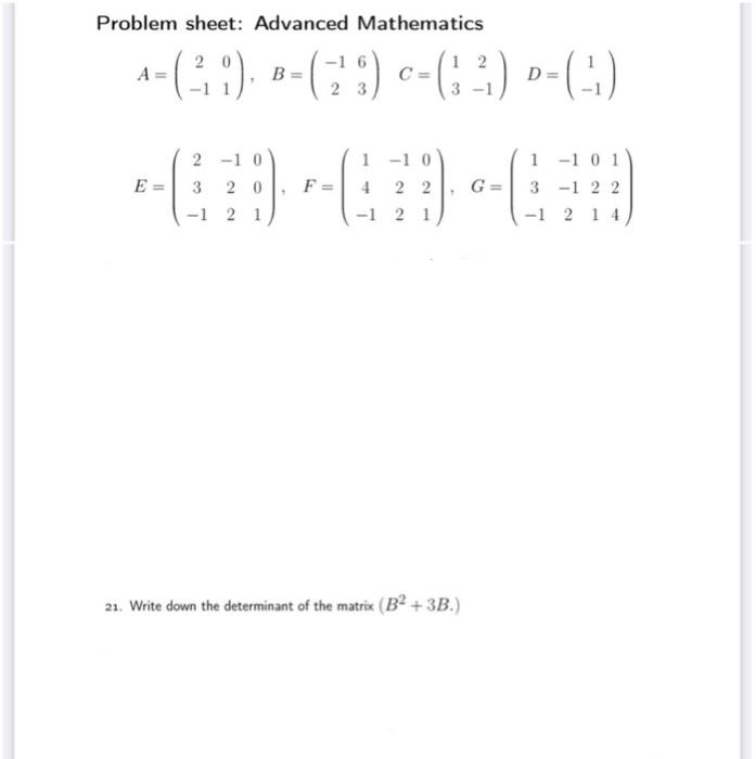 Solved Problem sheet: Advanced Mathematics | Chegg.com