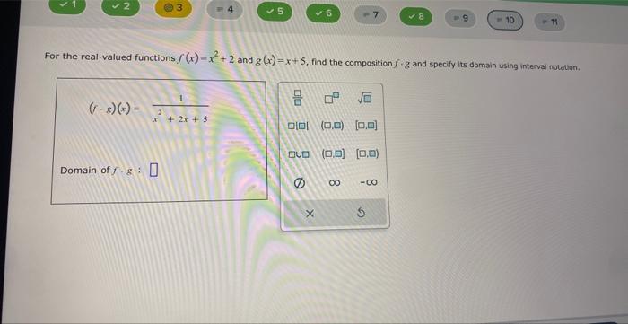 Solved For the real-valued functions f(x)=x2+2 and g(x)=x+5, | Chegg.com