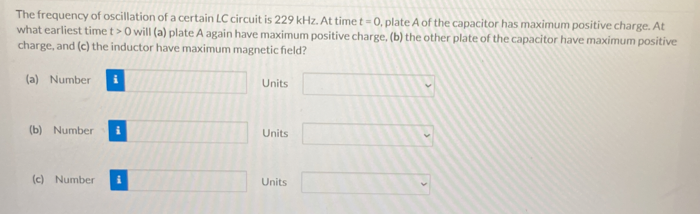 Solved The frequency of oscillation of a certain LC circuit | Chegg.com