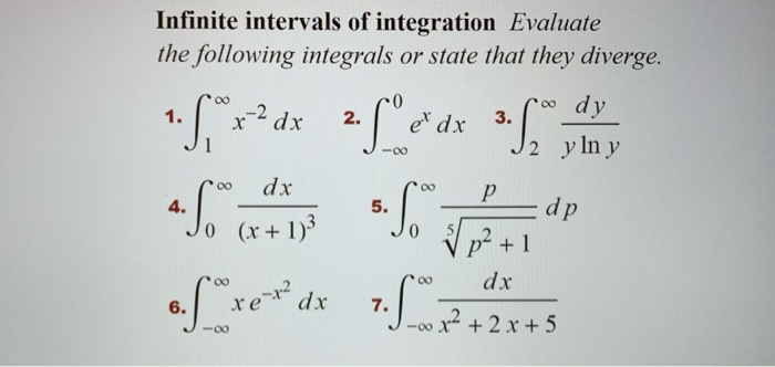Solved Infinite intervals of integration Evaluate the | Chegg.com