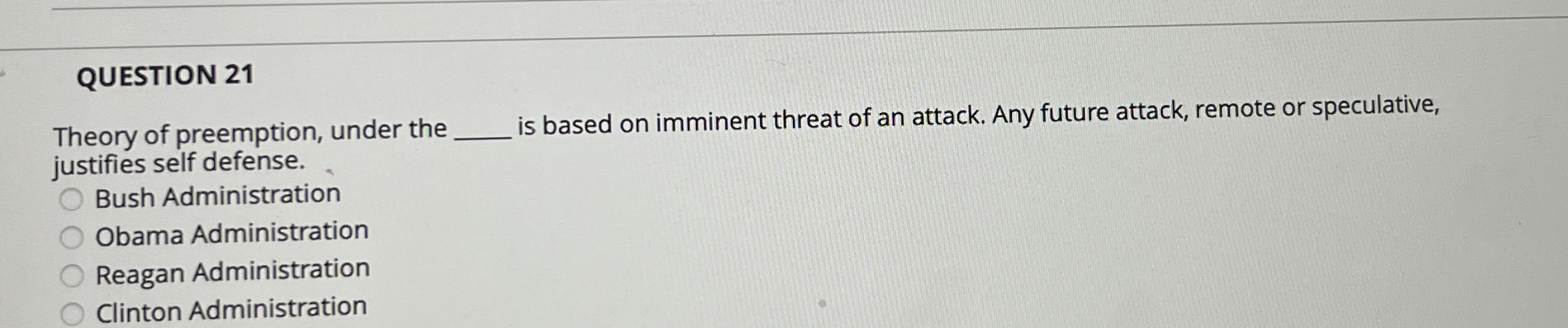 Solved QUESTION 21Theory of preemption, under the q, ﻿is | Chegg.com
