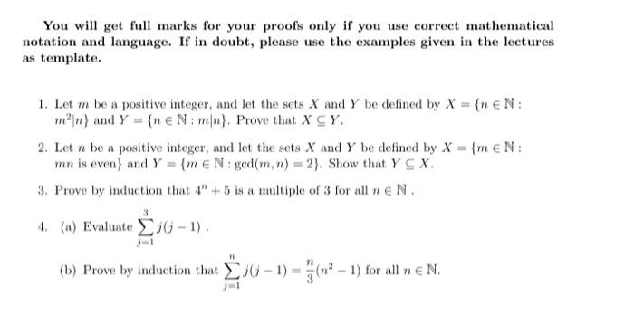 Solved You will get full marks for your proofs only if you | Chegg.com