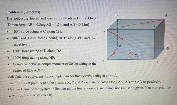 Solved I B G . Problem 2 (30 points) The following forces | Chegg.com