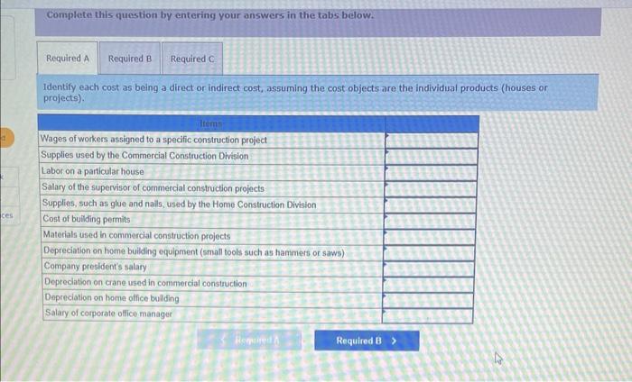 Exercise 12-1A (Static) Direct versus indirect costs | Chegg.com