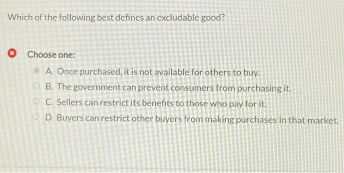 Solved Which of the following best defines an excludable | Chegg.com