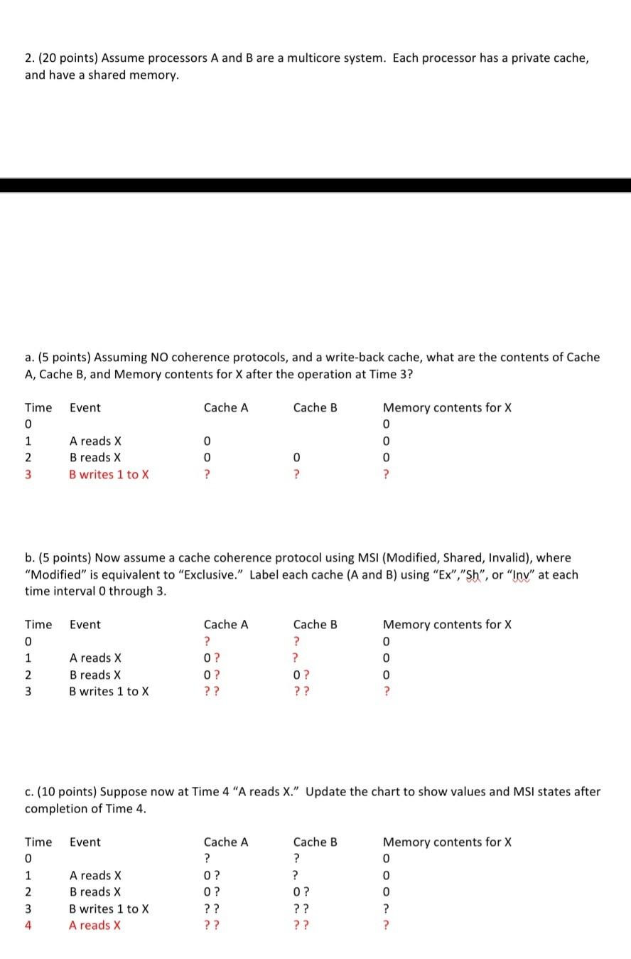 Solved 2. (20 points) Assume processors A and B are a | Chegg.com