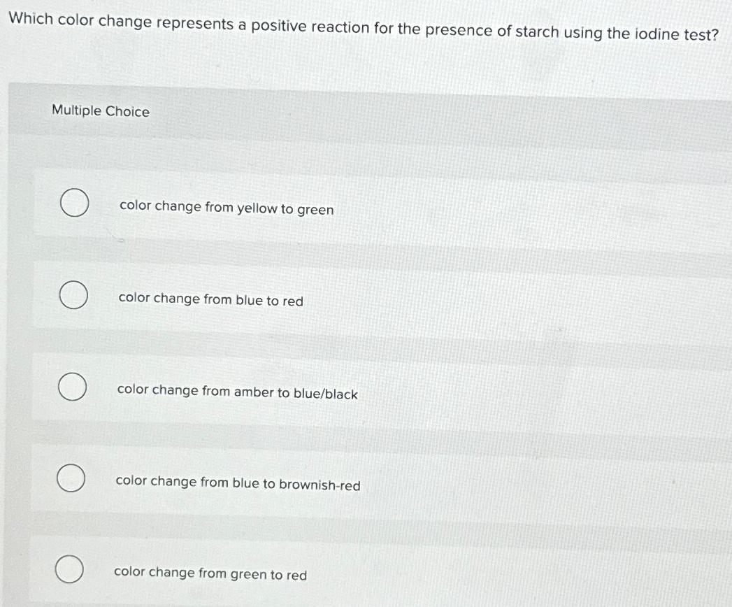 Solved Which color change represents a positive reaction for | Chegg.com