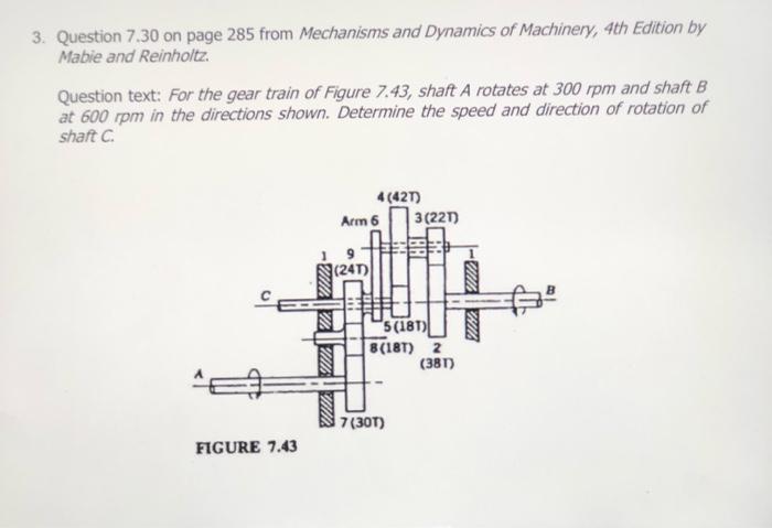 Solved 3. Question 7.30 on page 285 from Mechanisms and | Chegg.com