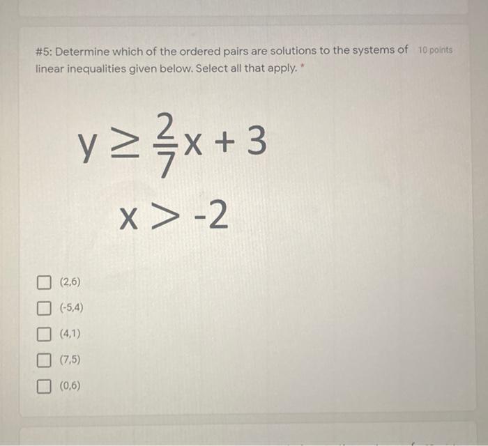Solved #5: Determine which of the ordered pairs are | Chegg.com